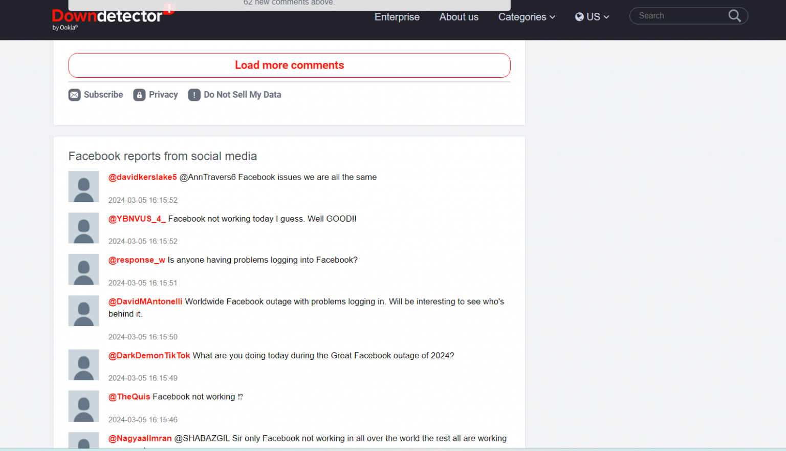 Social media Facebook and Instagram down